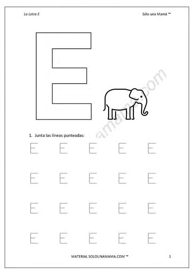 Cuadernillo de Actividades Letra E - Sólo Una Mamá