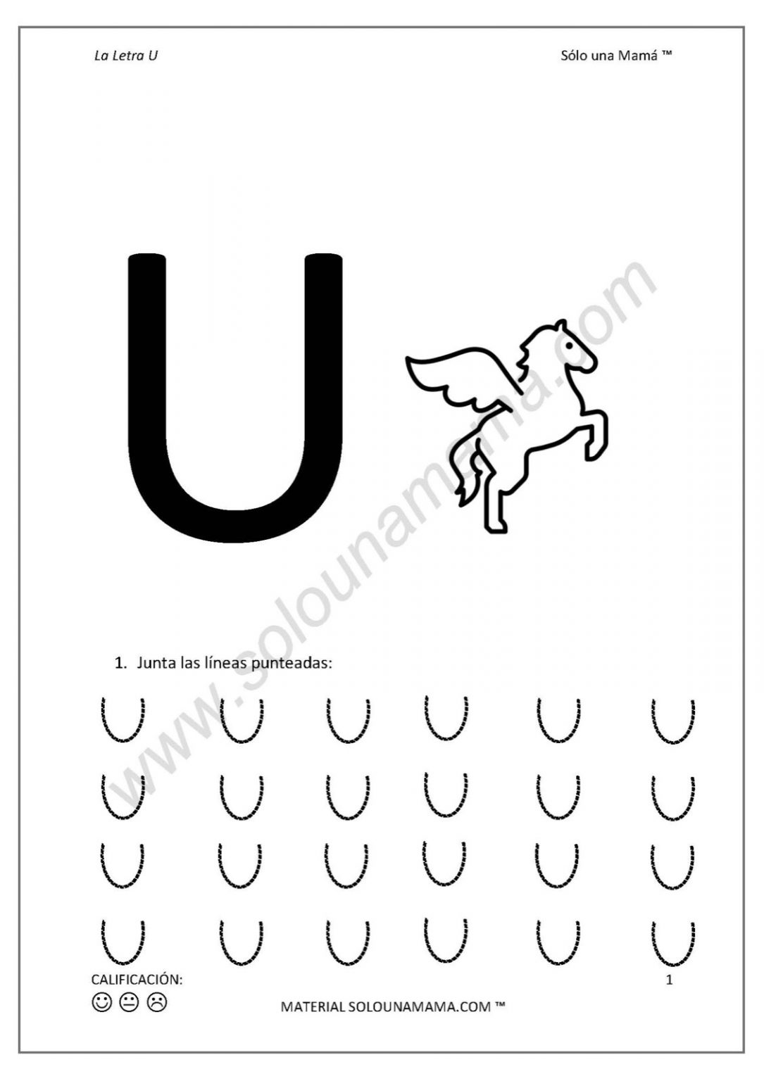 La Letra U - Cuadernillo de Actividades - Sólo Una Mamá